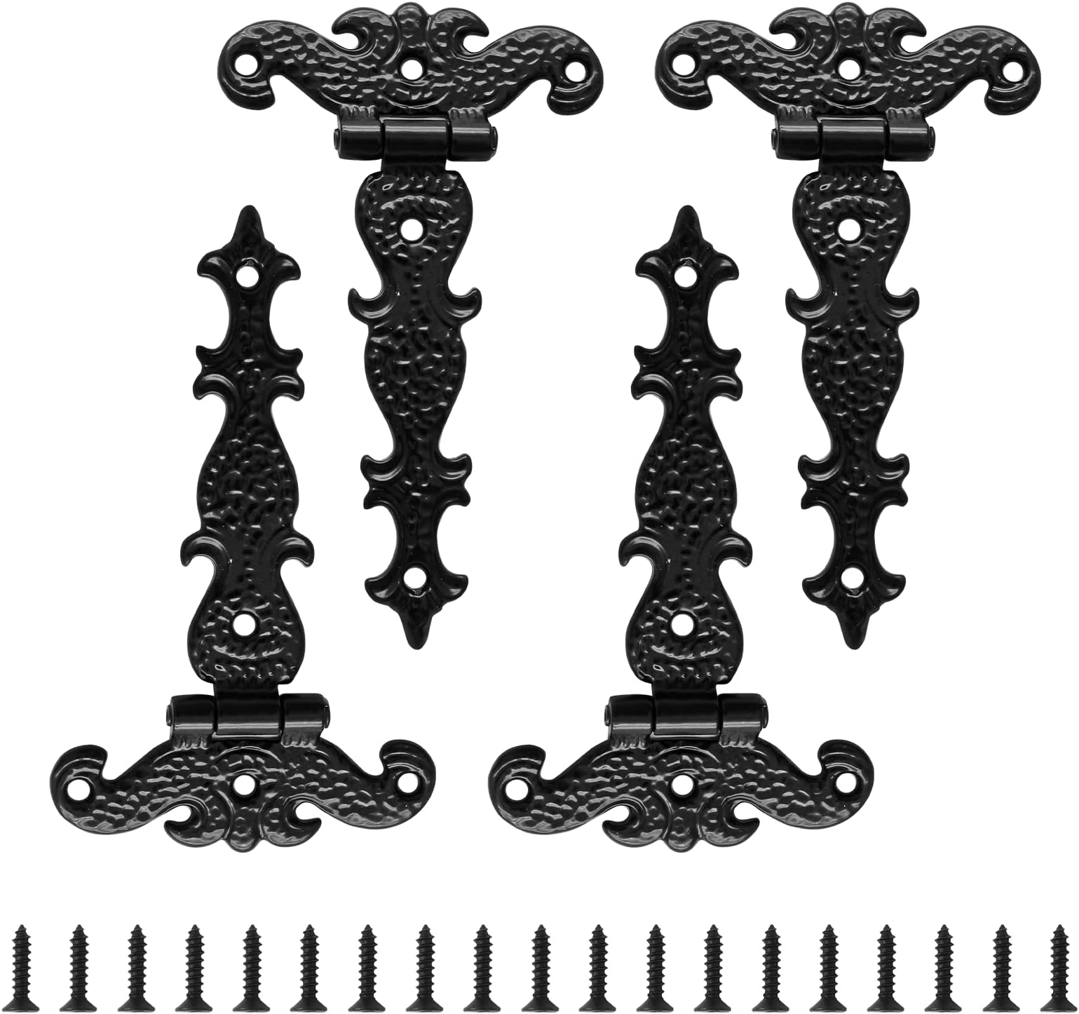Jiozermi 4 PCS T-Strap Hinges, Black Decorative Door Hinges T-Strap ...