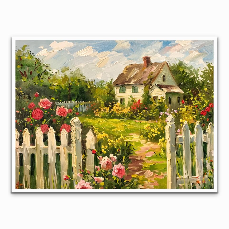 Amazon.com: Generic Vintage Country Garden Printing Vintage Oil ...