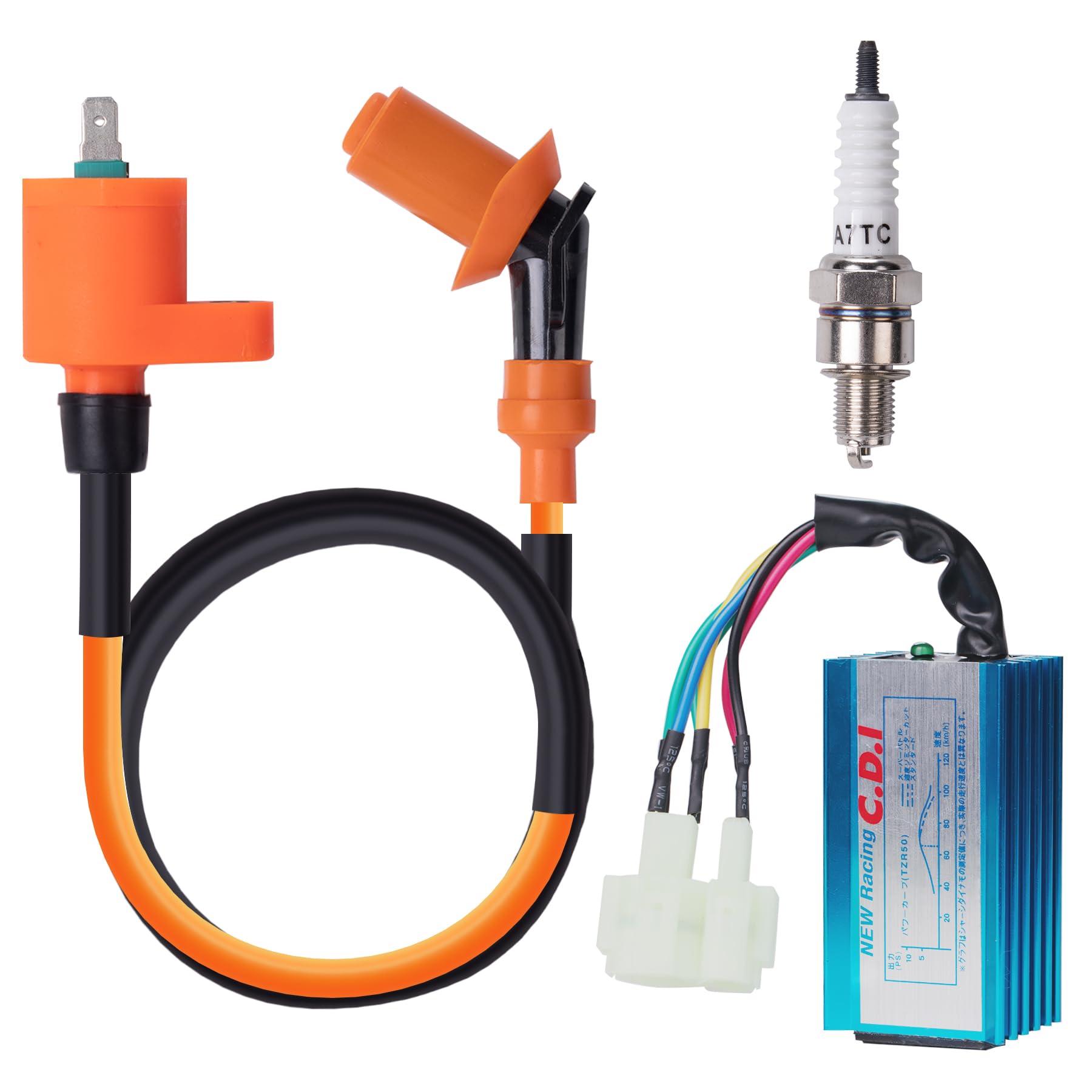 50cc Scooter GY6 Racing Ignition Coil + Spark Plug + CDI Kit For 50cc ...