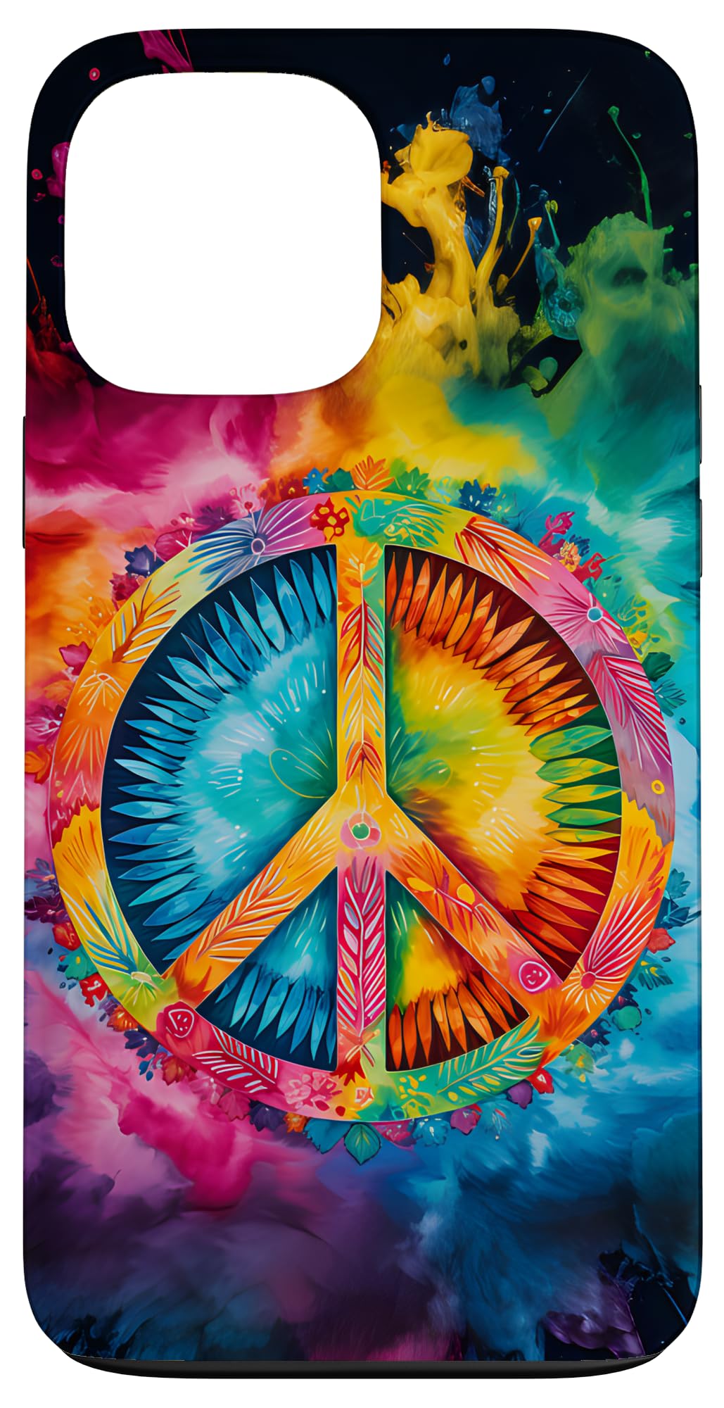 Amazon.com: iPhone 13 Pro Max Peace Sign Rainbow Tie-Dye Inspired ...