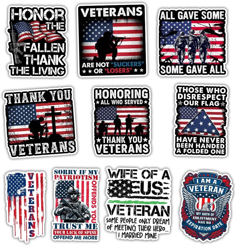 Amazon.com: BAVAHA (10pcs) Thank you Veterans Stickers Military Army ...