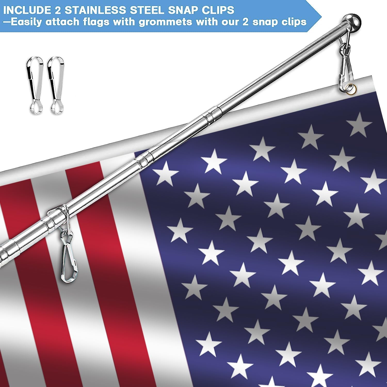 ujktvba Poste de bandera telescópico azul de 6.5 pies para exterior de ...