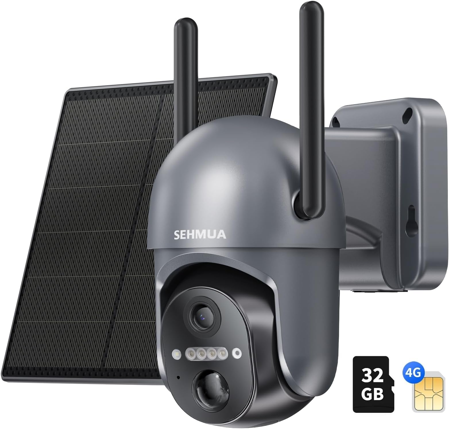 Amazon.com : SEHMUA 4G LTE Cellular Solar Security Camera (2 Pack) - No WiFi, 360° View, 2K ...
