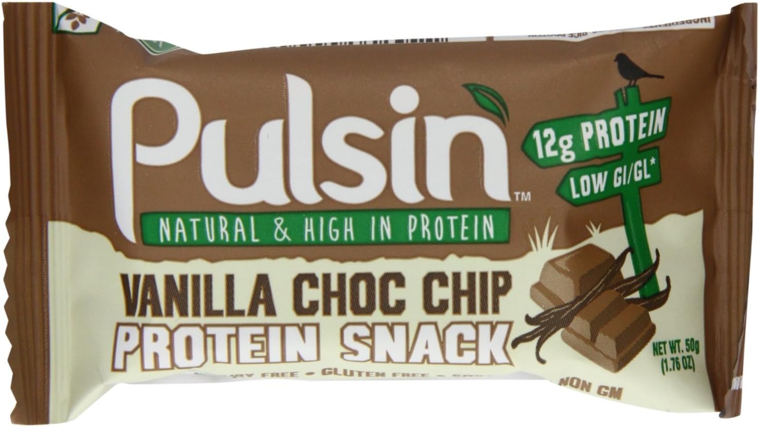 Pulsin Protein Snack Bar 18 x 50g Bar(s) - Vanilla Choc Chip : Amazon ...