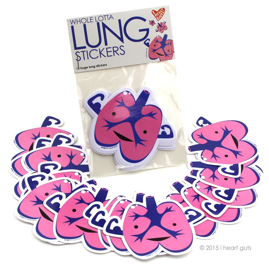 Amazon.com: I Heart Guts Whole Lotta Lung Stickers - 15 Lung Stickers ...