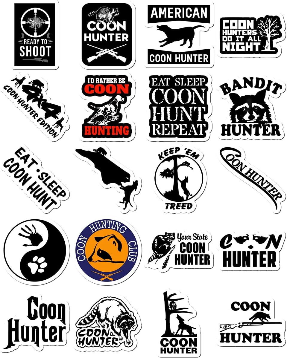 Amazon.com: 20 Pcs Stickers Pack Coon Laptop Hunting Vinyl Aesthetic ...