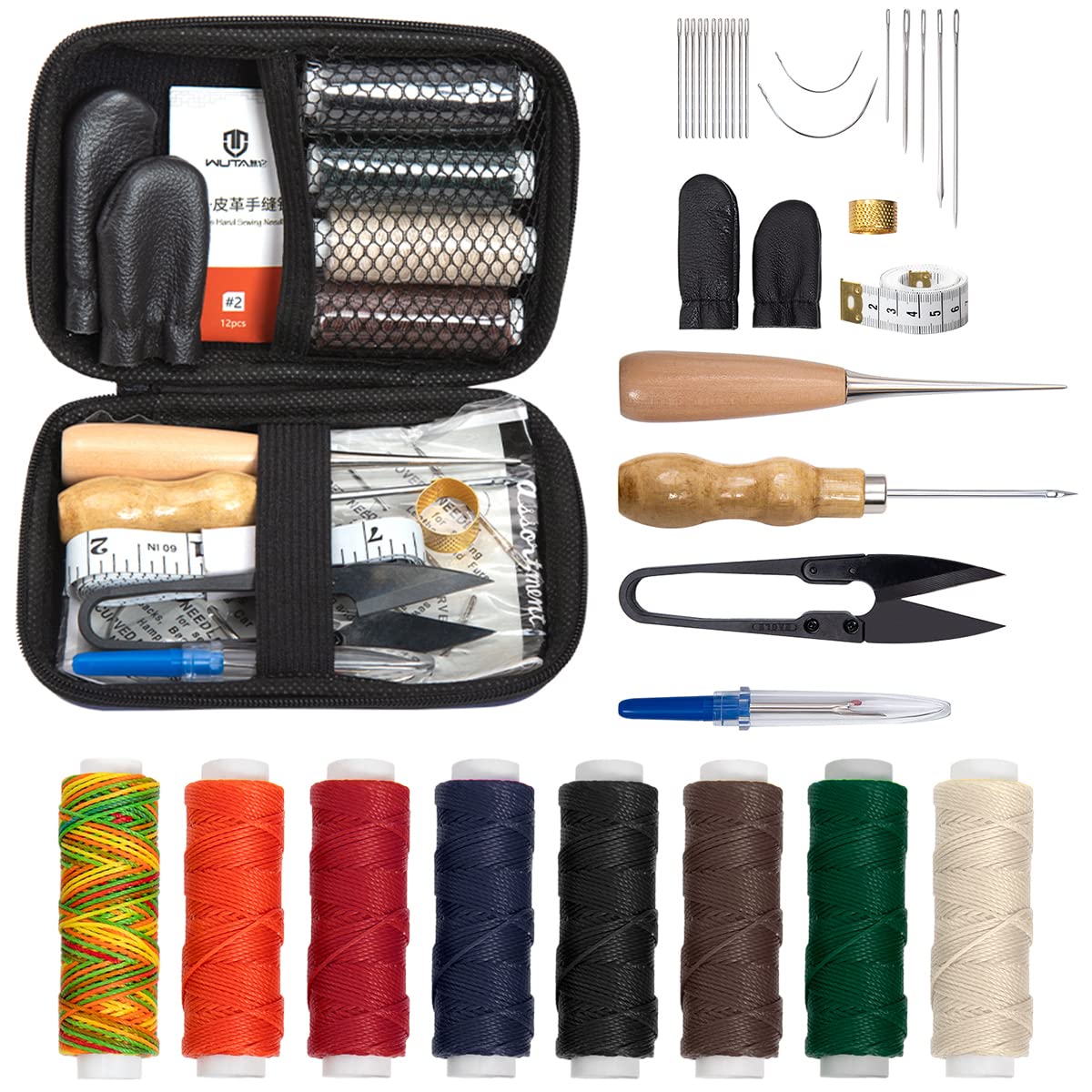 Amazon.com: WUTA 35 Pcs Leather Sewing Kit Upholstery Repair Kit ...