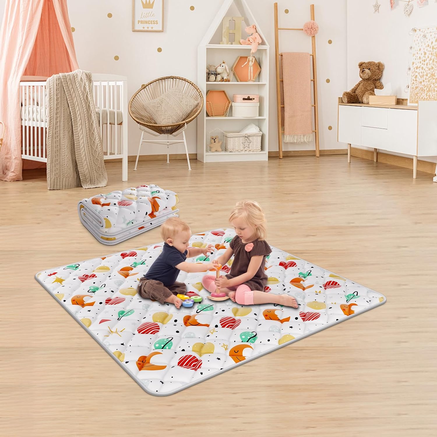 Amazon.com: Fshibila Baby Play Mat, 50" × 50“ Baby PlayMat for Playpen ...