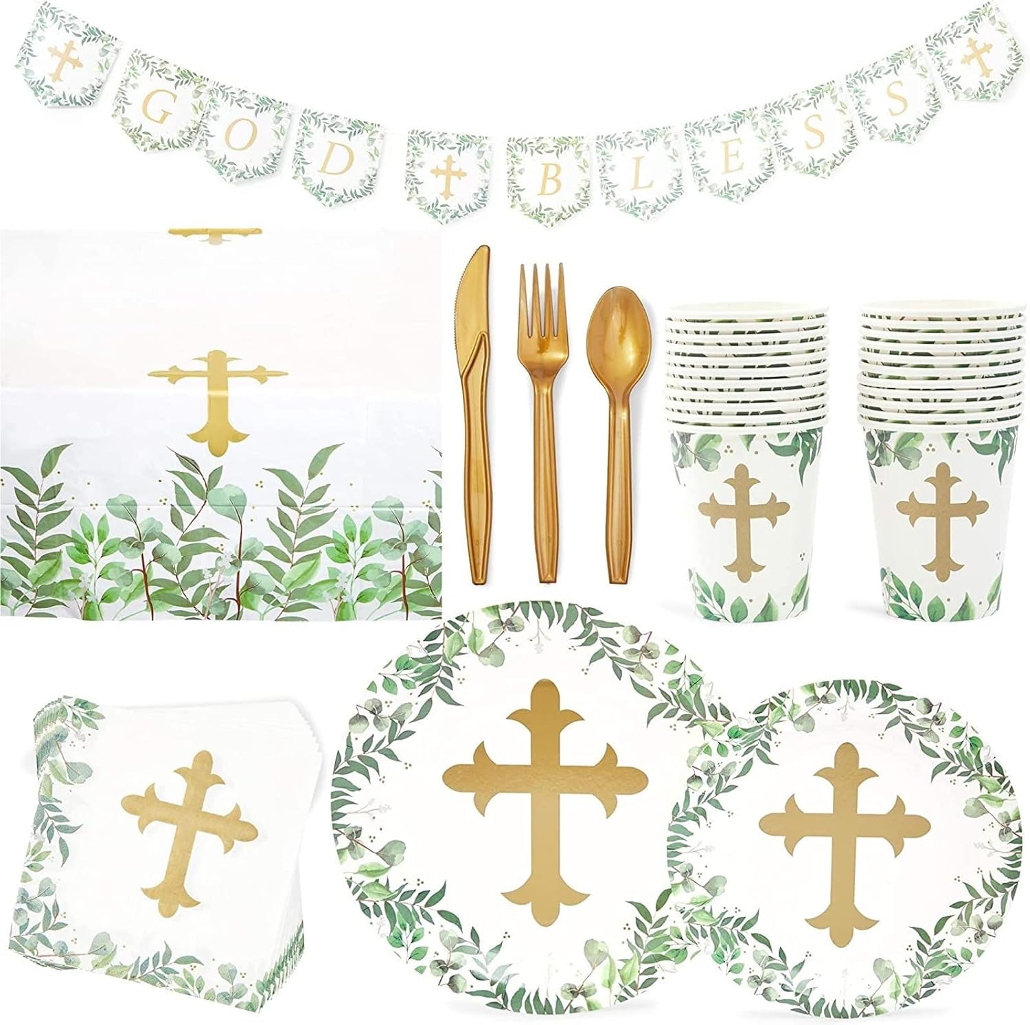 Amazon.com: Sparkle and Bash 170-Piece Baptism & Confirmation Party ...