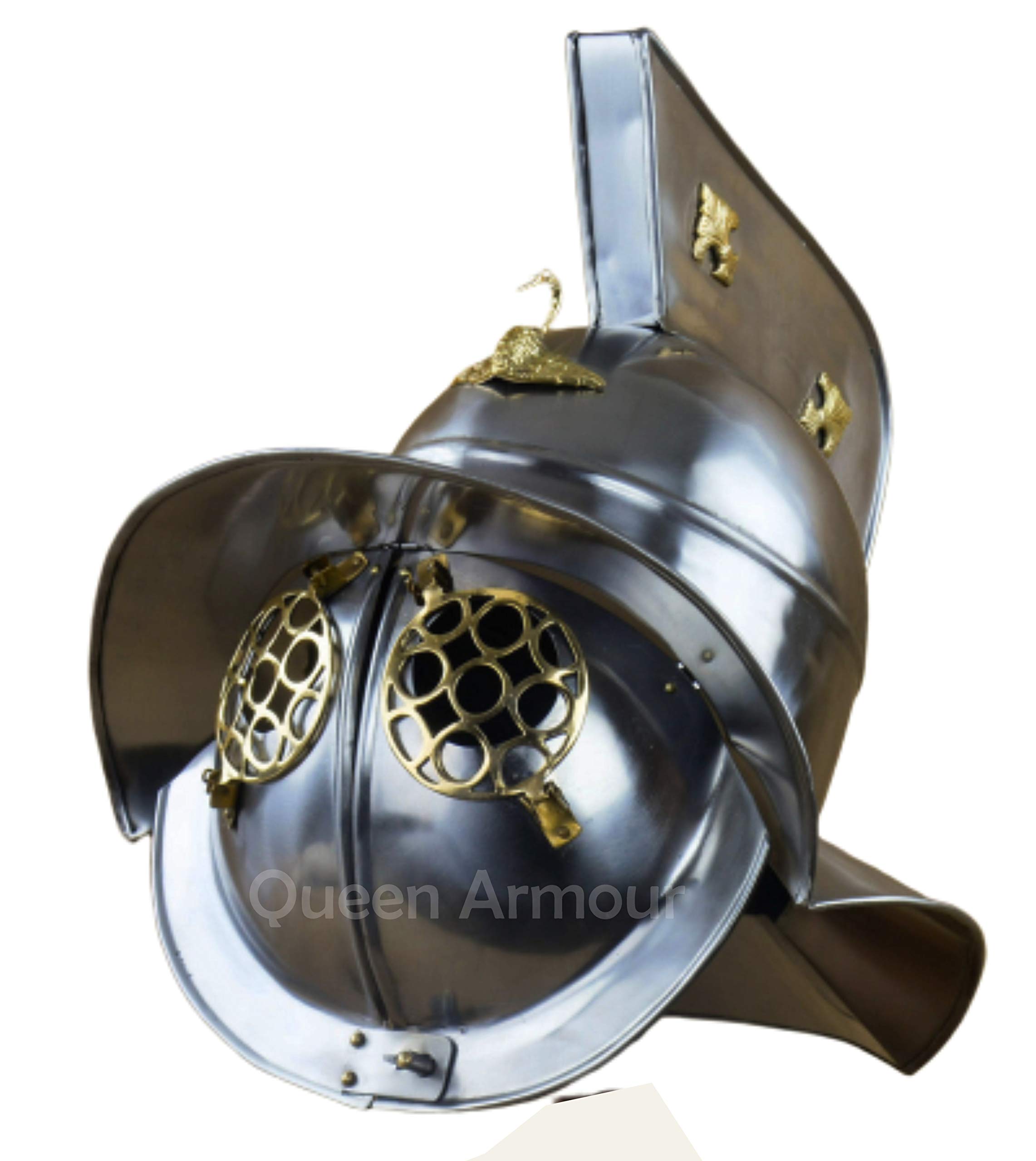 Amazon.com: Queen Armour Thracian Gladiator Helmet Thraex 18 Gauge ...