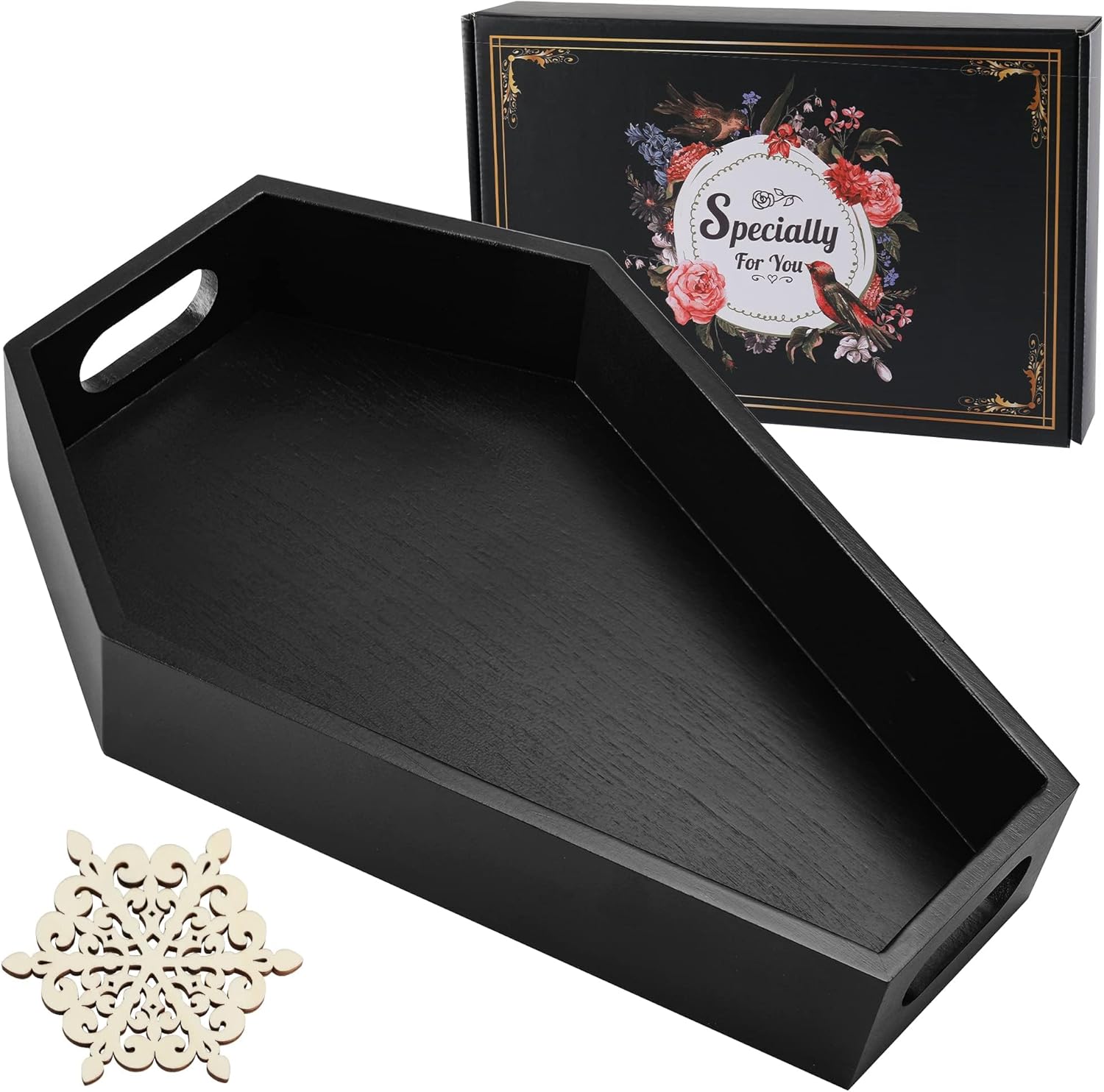 Amazon.com: Goargif Wood Coffin Tray,Coffin Shape Serving Tray,Spooky ...