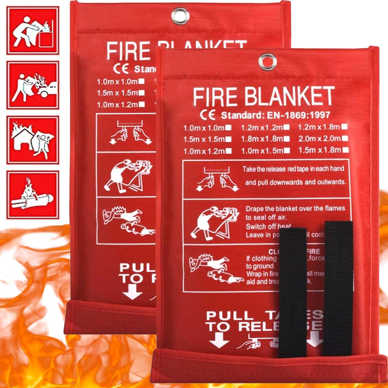 Amazon.com: Emergency Fire Blanket 2 Pack, Fiberglass Fire Guardian ...
