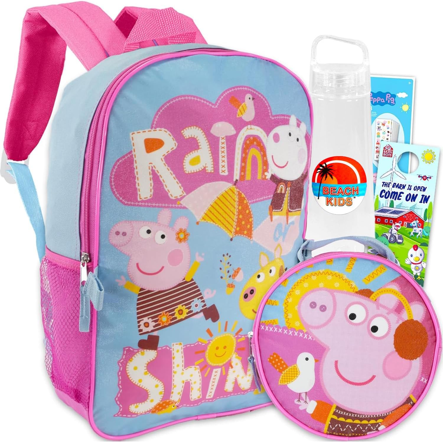Amazon.com: Peppa Pig Backpack with Lunch Box for Kids - 5 Pc Bundle ...