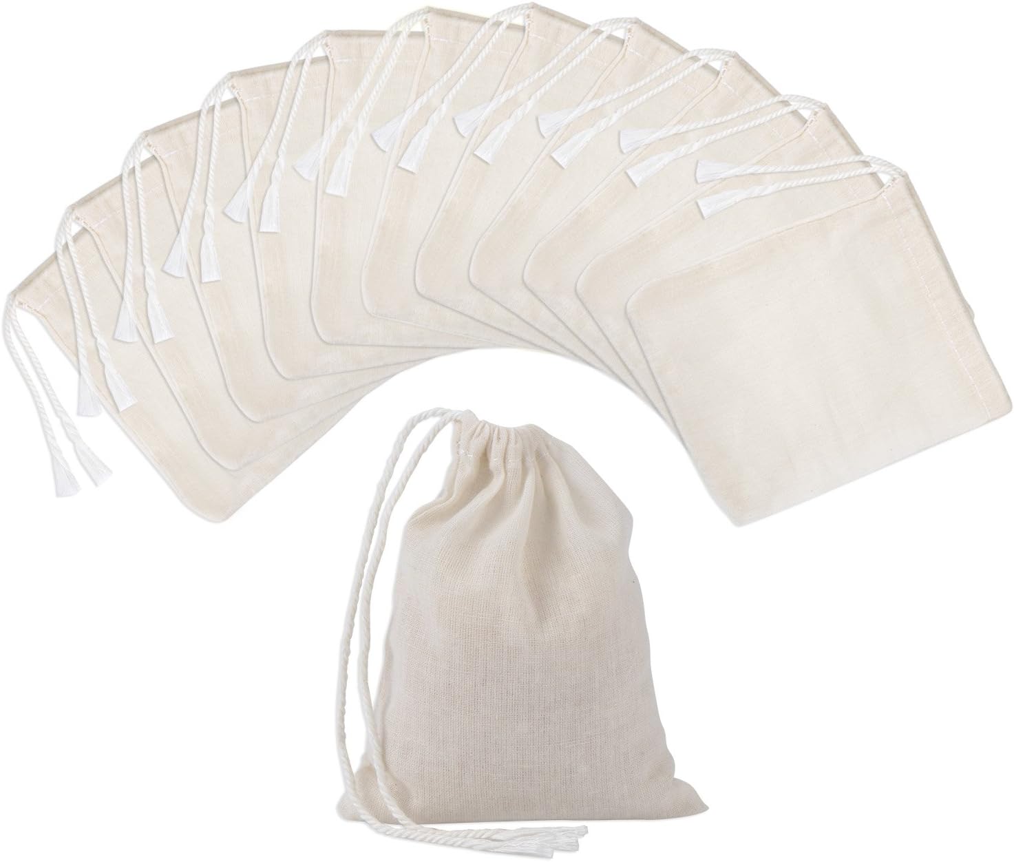 Amazon.com: Muslin Drawstring Cotton Bags - 50 Pcs, 4x6 Inch - Organic ...
