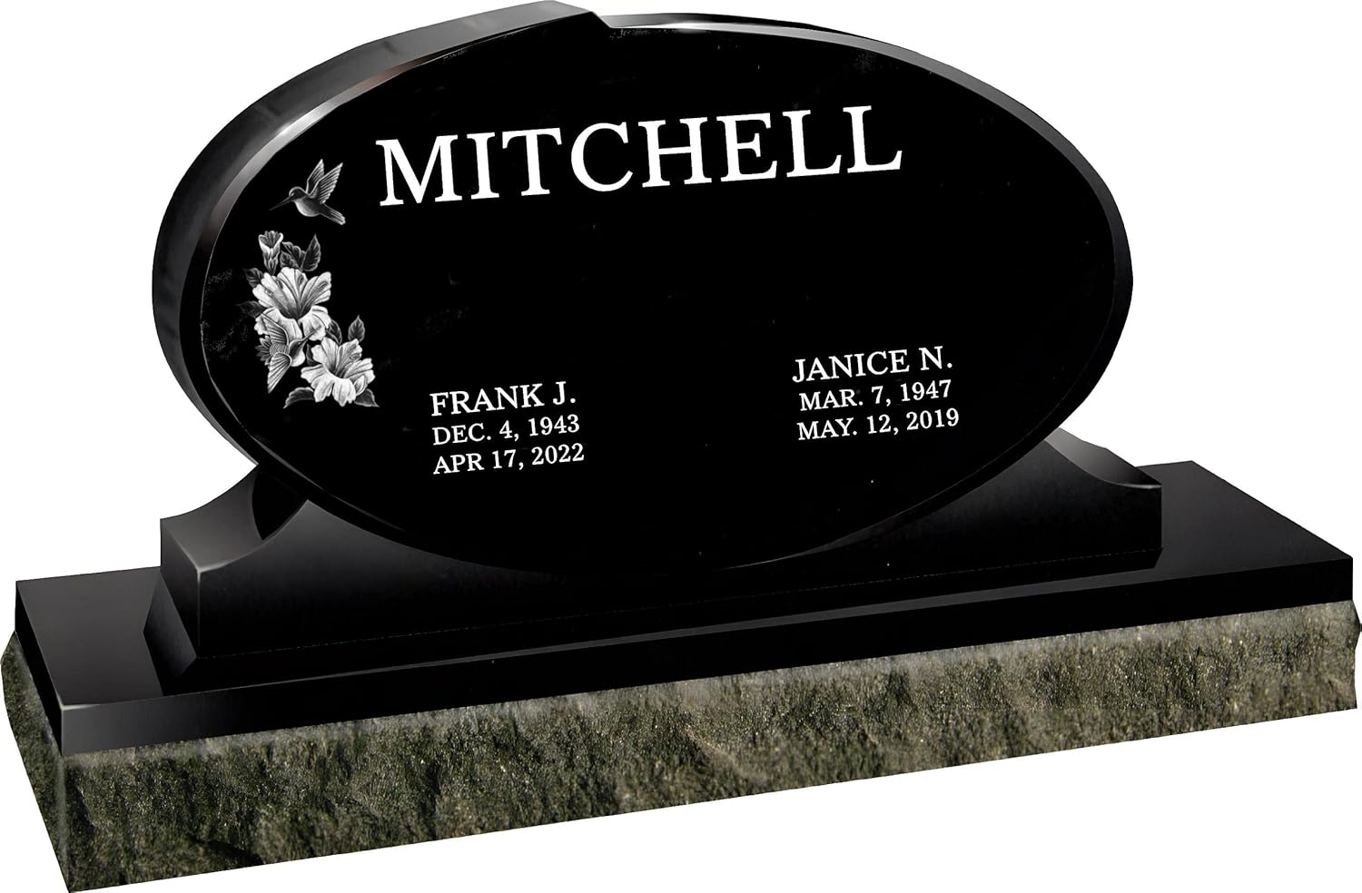 Amazon.com: Cemetery headstone- Oval shape - large companion -monument ...