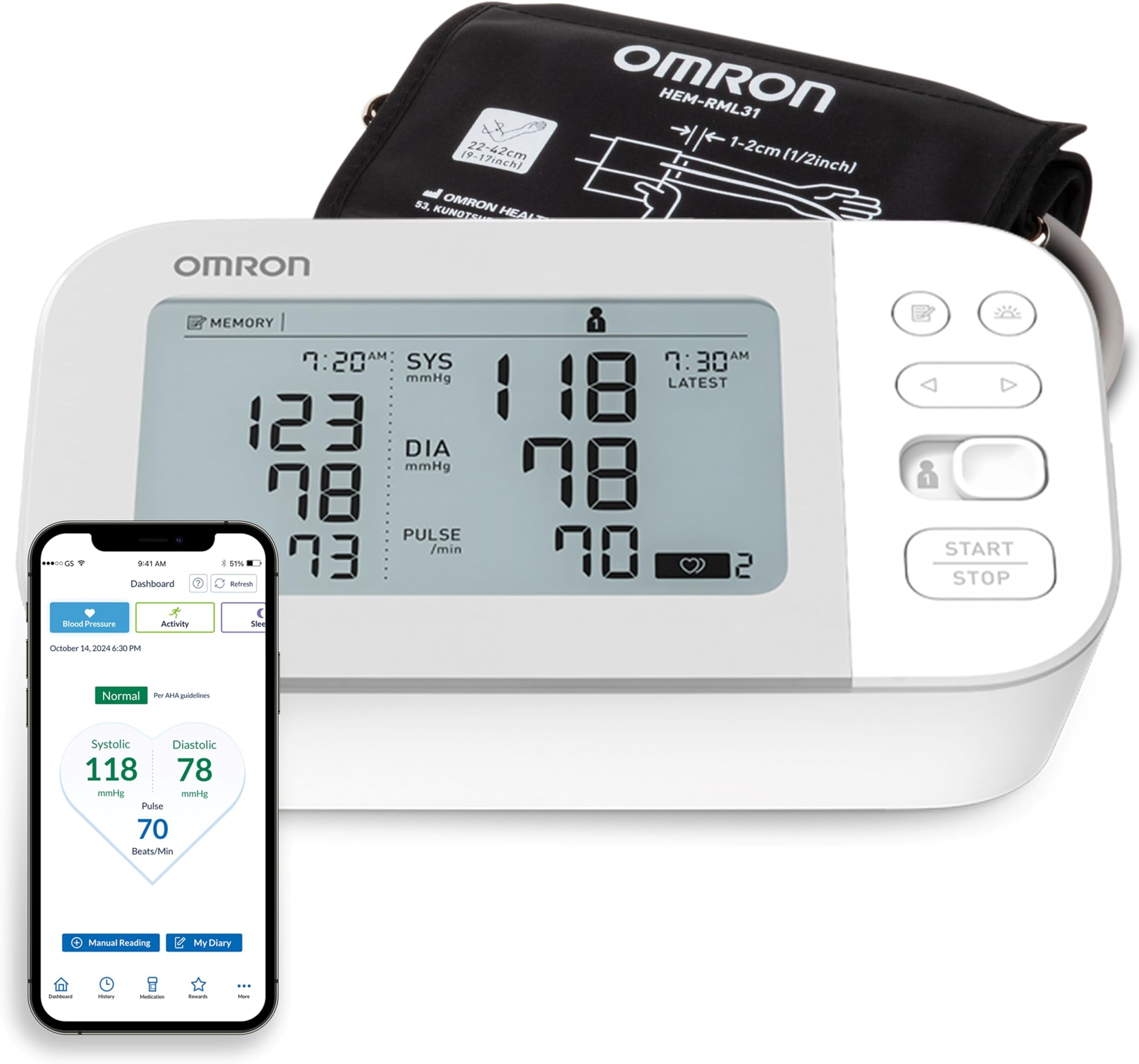 Amazon.com: Omron Easy-Wrap Comfit Cuff 9″ to 17″ : Health & Household