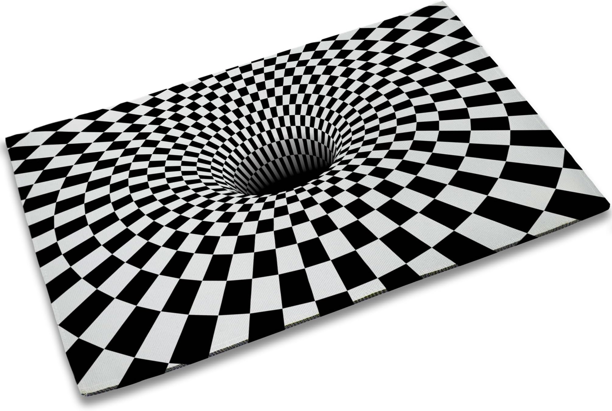 Amazon.com: 3D Vortex Illusion Square Rug Outdoor Mat Black and White ...