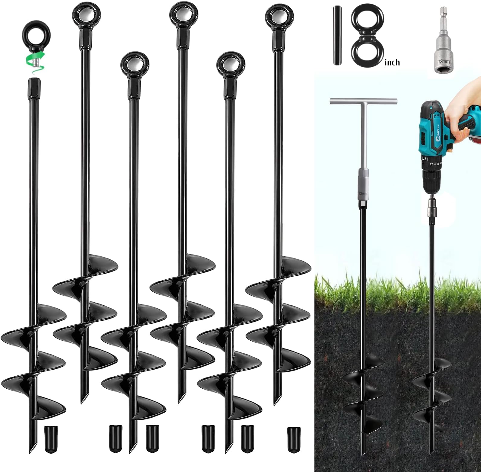 Amazon.com : Fabulas Ground Anchors Screw in, 18 Inch Heavy Duty Swing ...