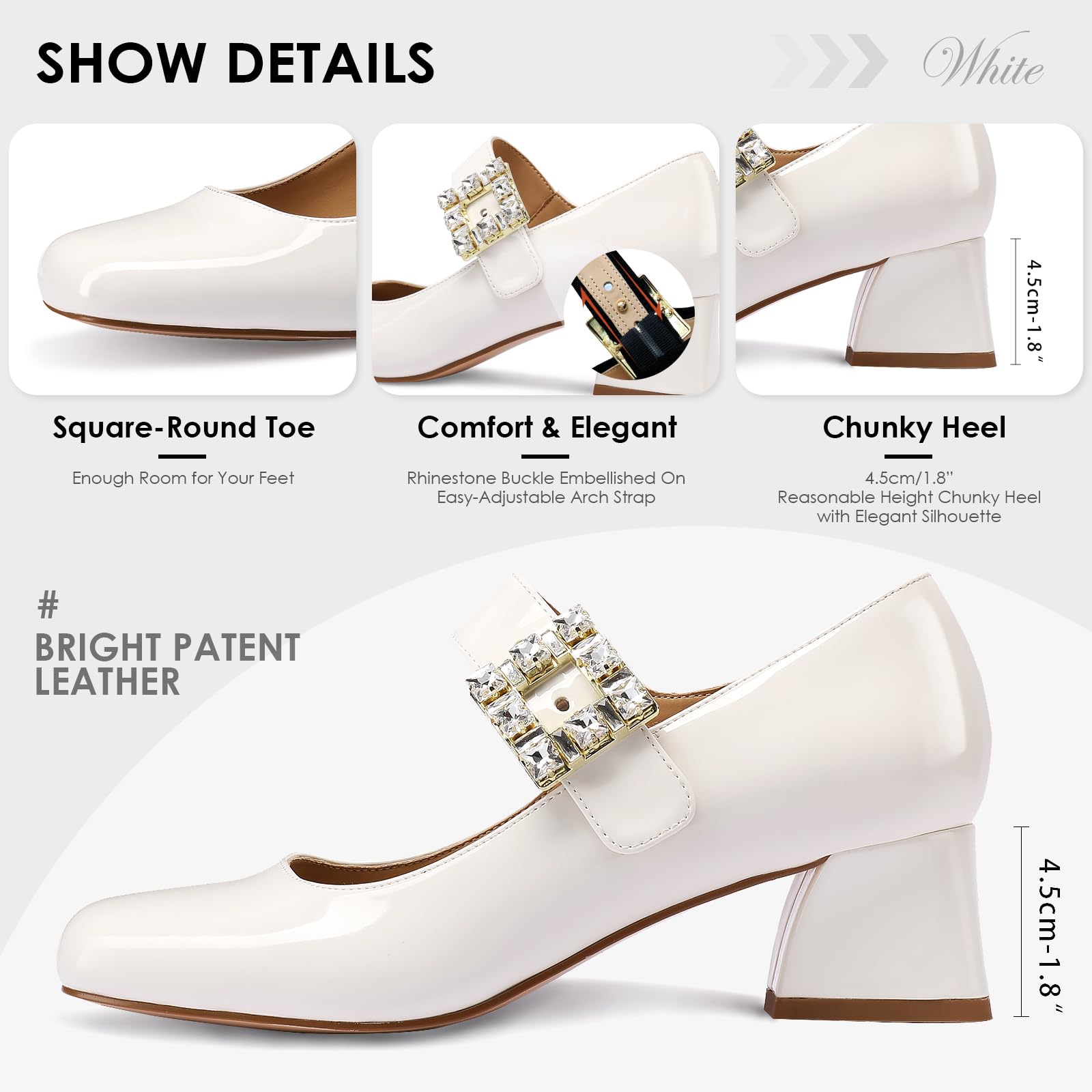 Snapklik.com : MIRAAZZURRA Women Mary Janes Pumps Square Toe Chunky ...