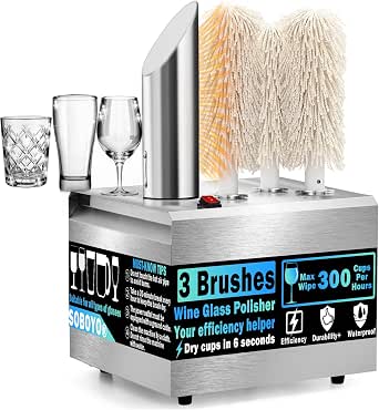 Amazon.com: Wine Glass Polisher Machine, 3 Brushes Glass Polishing ...
