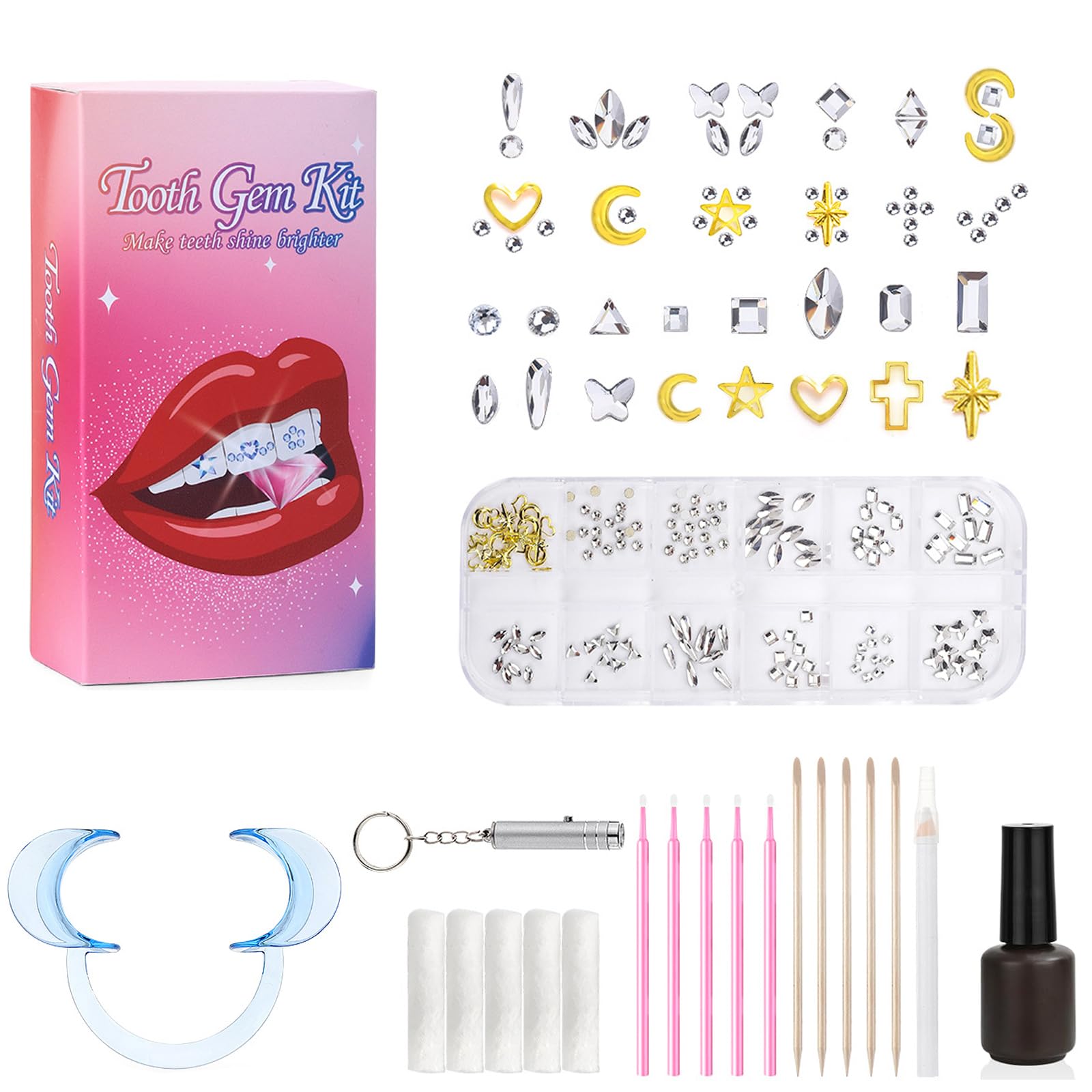 FOWERA 145 Pieces Tooth Gem Kit, DIY Crystals Teeth Gems Kit ...