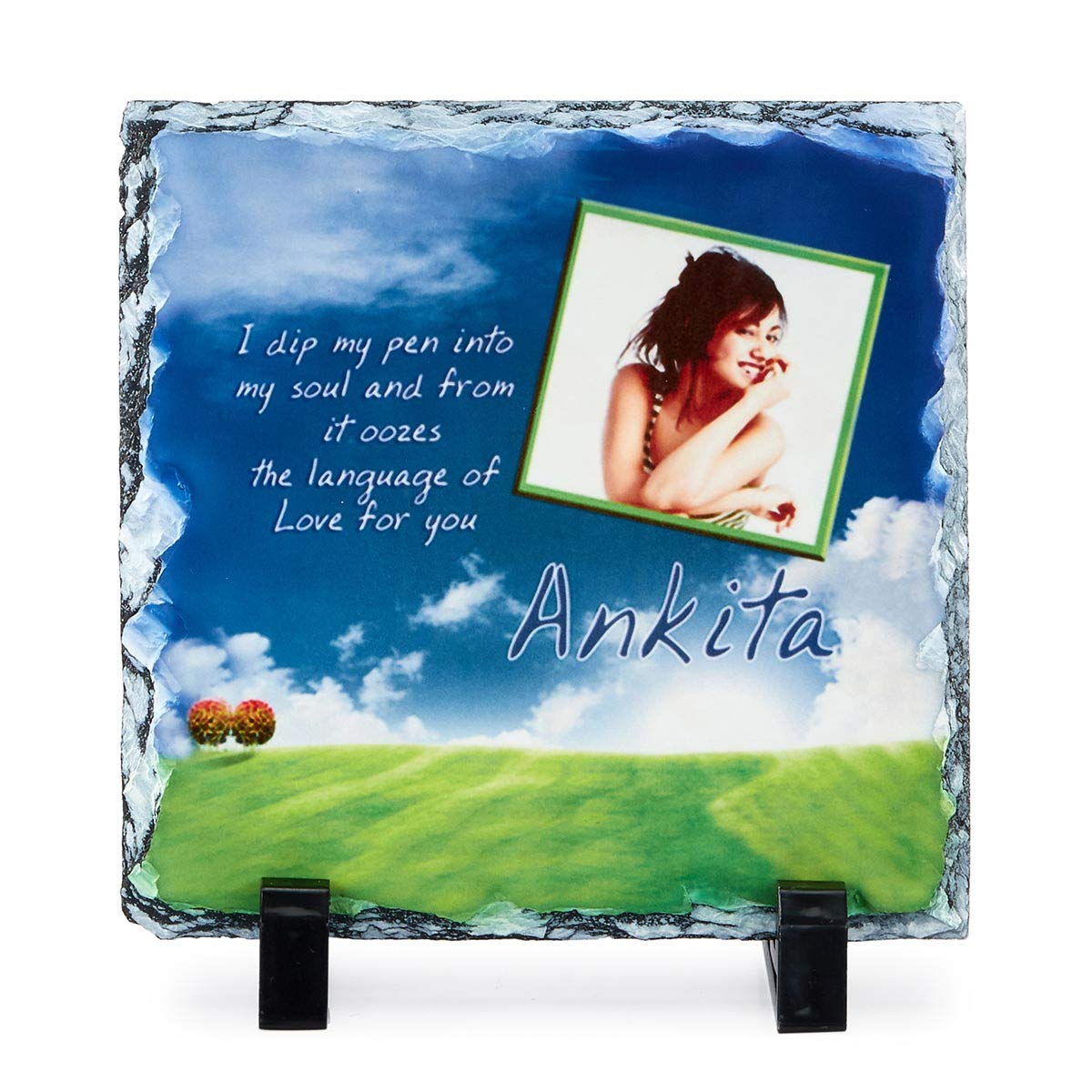 Presto Personalised Printable Stone Photo Frame with Message (Stone__16 ...