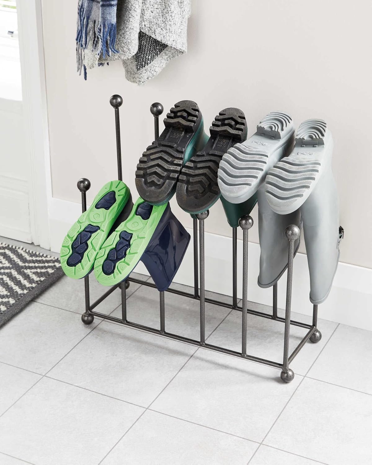 Wrought Iron Welly Stand Wellies Boots Stand Holder Shoe Storage ...