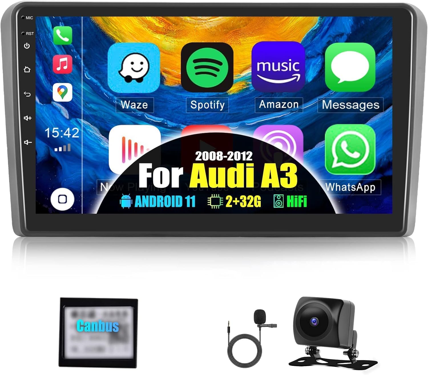 2+32G Android 11 Autoradio pour Audi A3 S3 RS3 2008-2012 Con Wireless ...