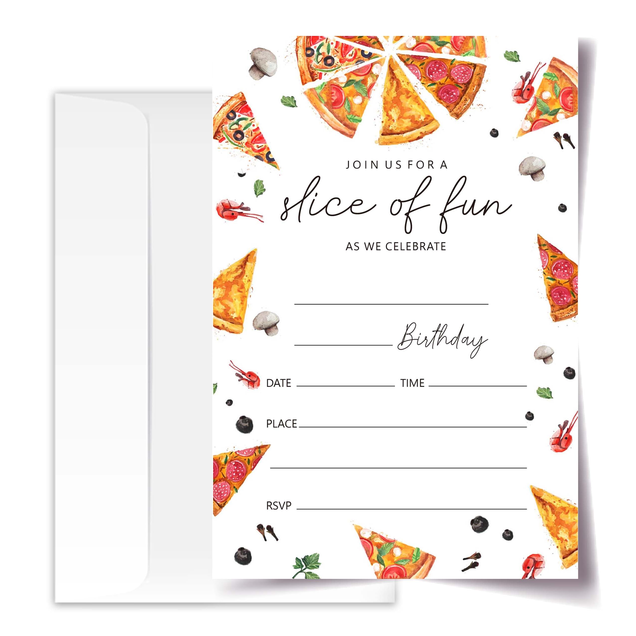 Amazon.com : ANYEMW 4x6 Pizza Birthday Party Invitations, Pizza Party ...