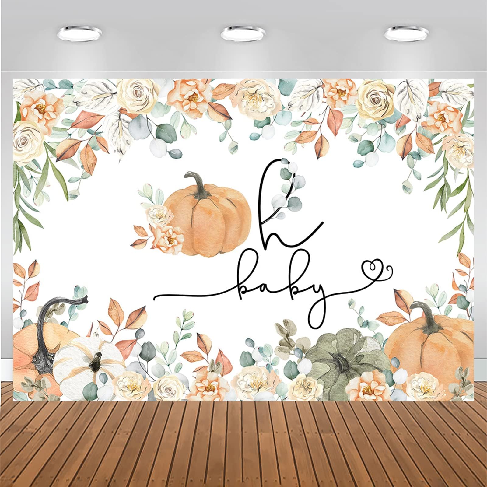 Amazon.com : Mocsicka Pumpkin Baby Shower Backdrop Fall Little Pumpkin ...