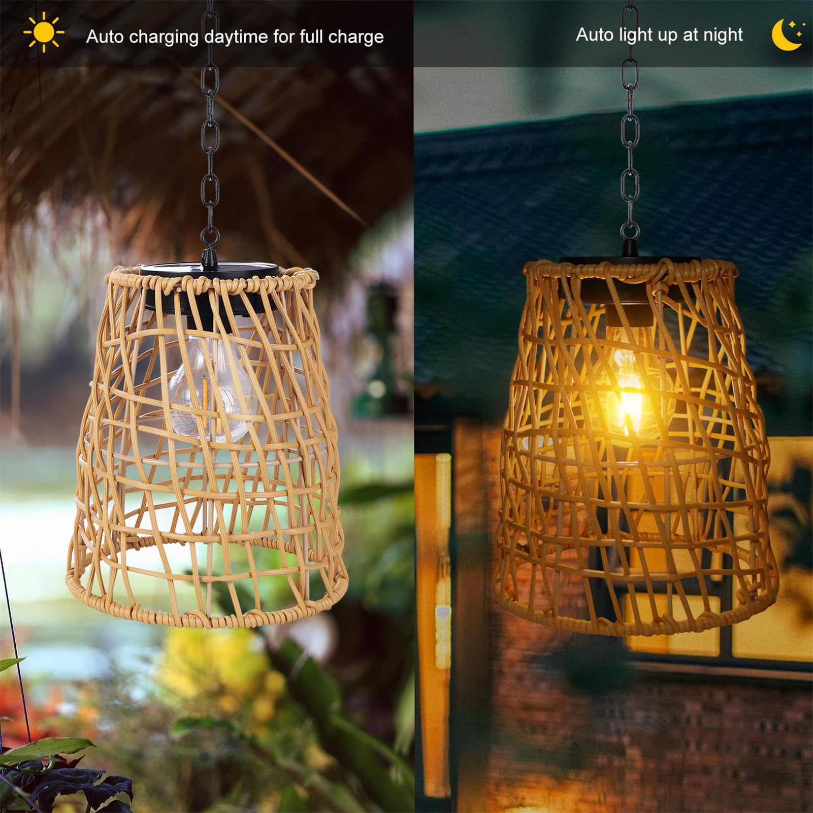 Solar Lantern Outdoor Hanging , 1 Pack Retro Metal Light With Warm ...