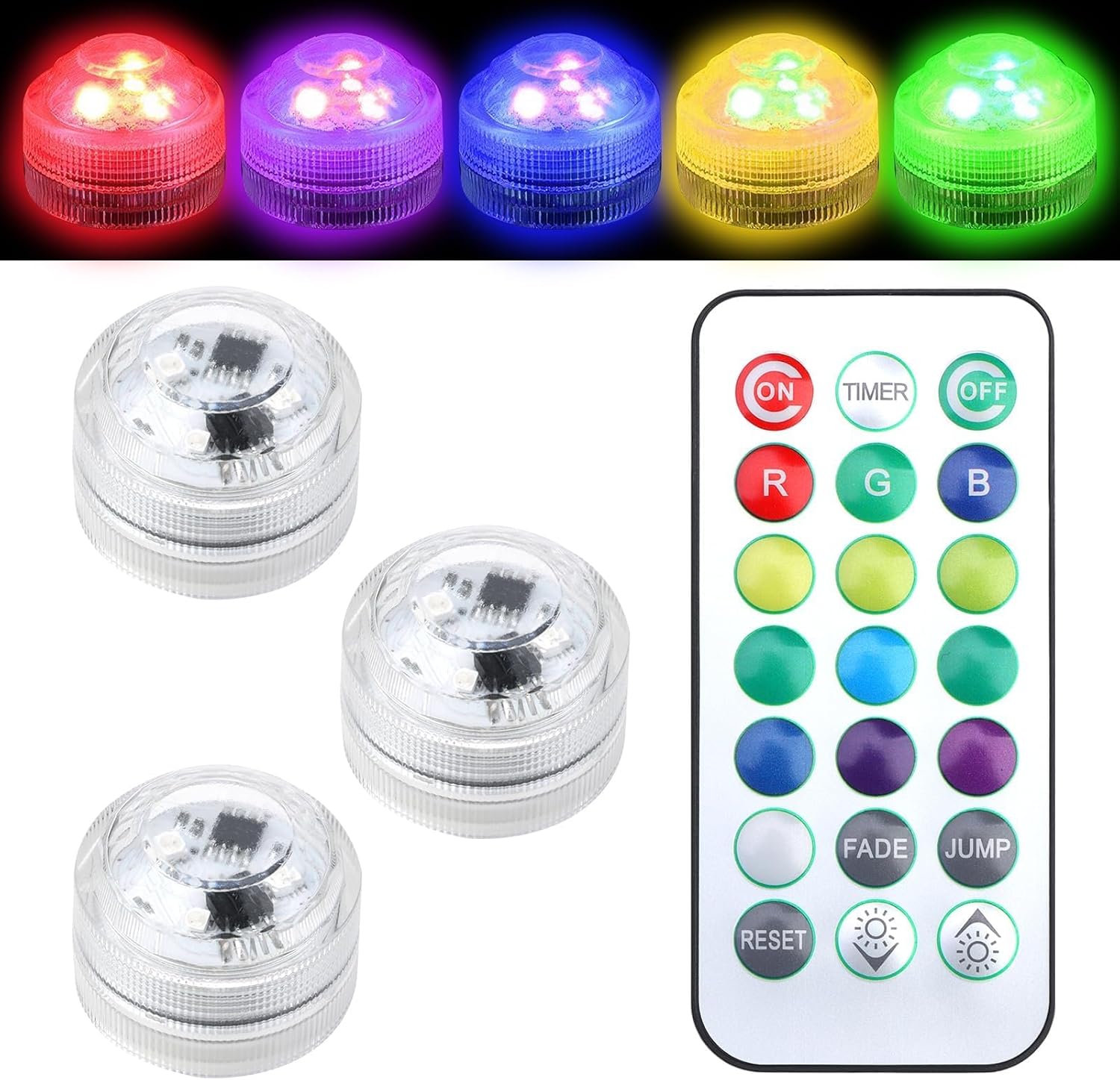 3 Pack Submersible LED Lights with Remote Control, Led Lights Versatile ...