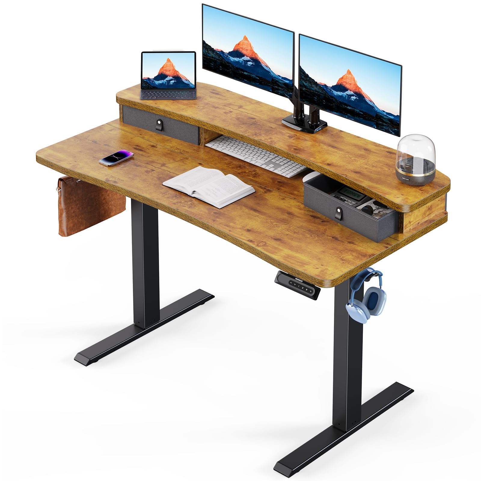 Buy HUANUO 48″ x 24″ Electric Standing Desk with 2 Drawers, C-Clamp ...