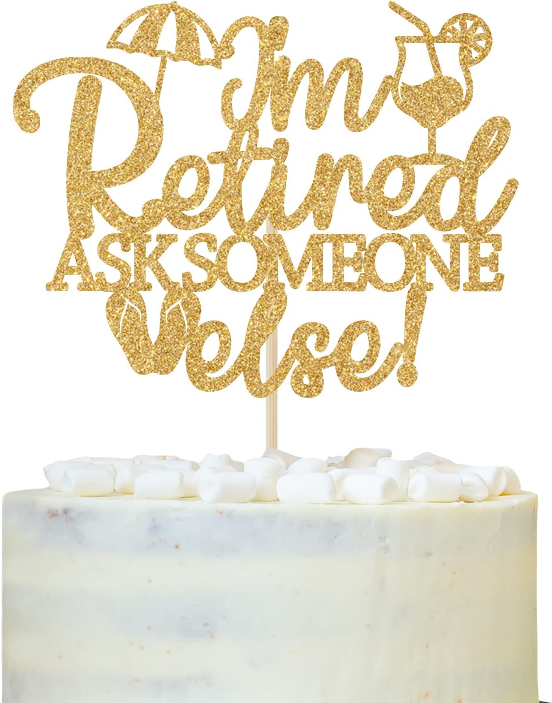Amazon.com: Gold Glitter I'm Retired Cake Topper, Happy Retirement ...