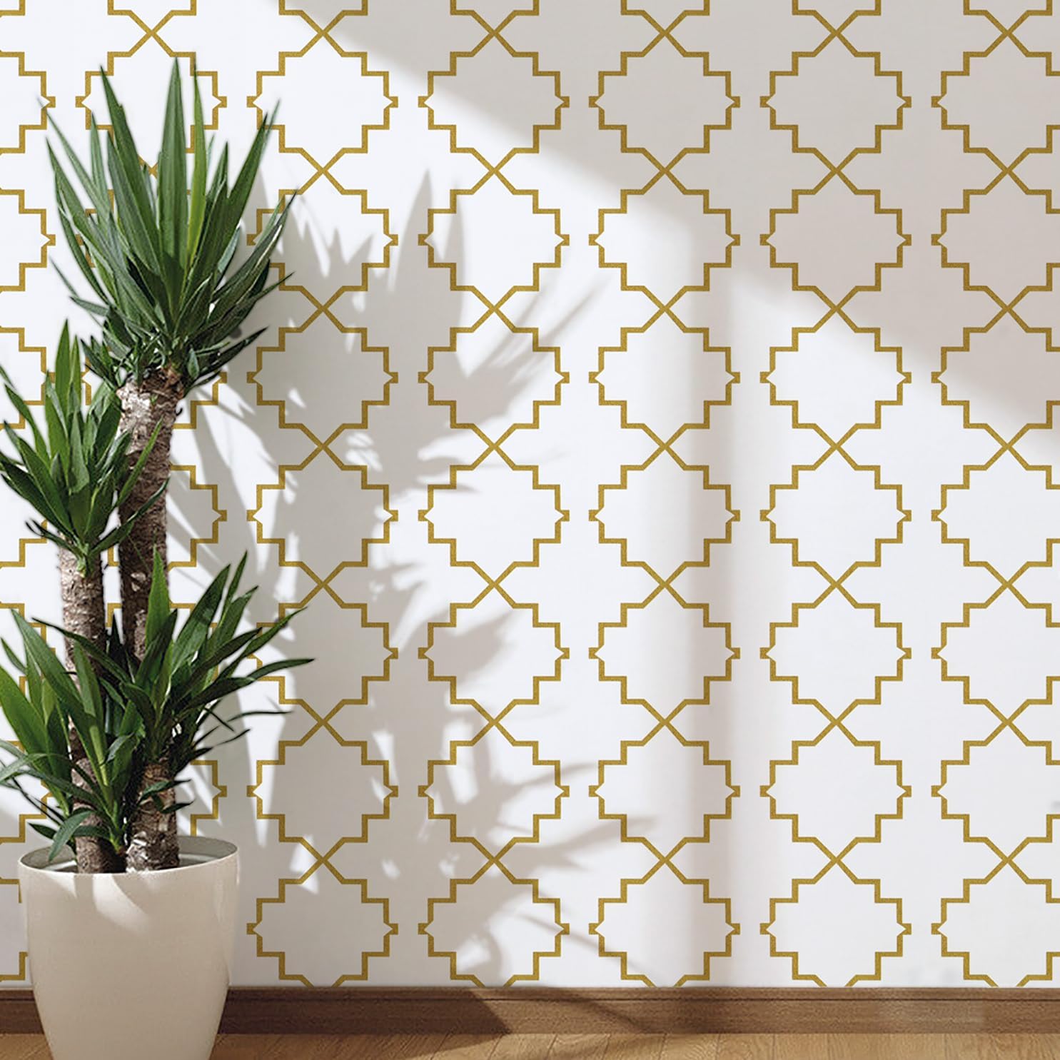 Guvana Gold and White Wallpaper Trellis Peel and Stick Removable Modern ...
