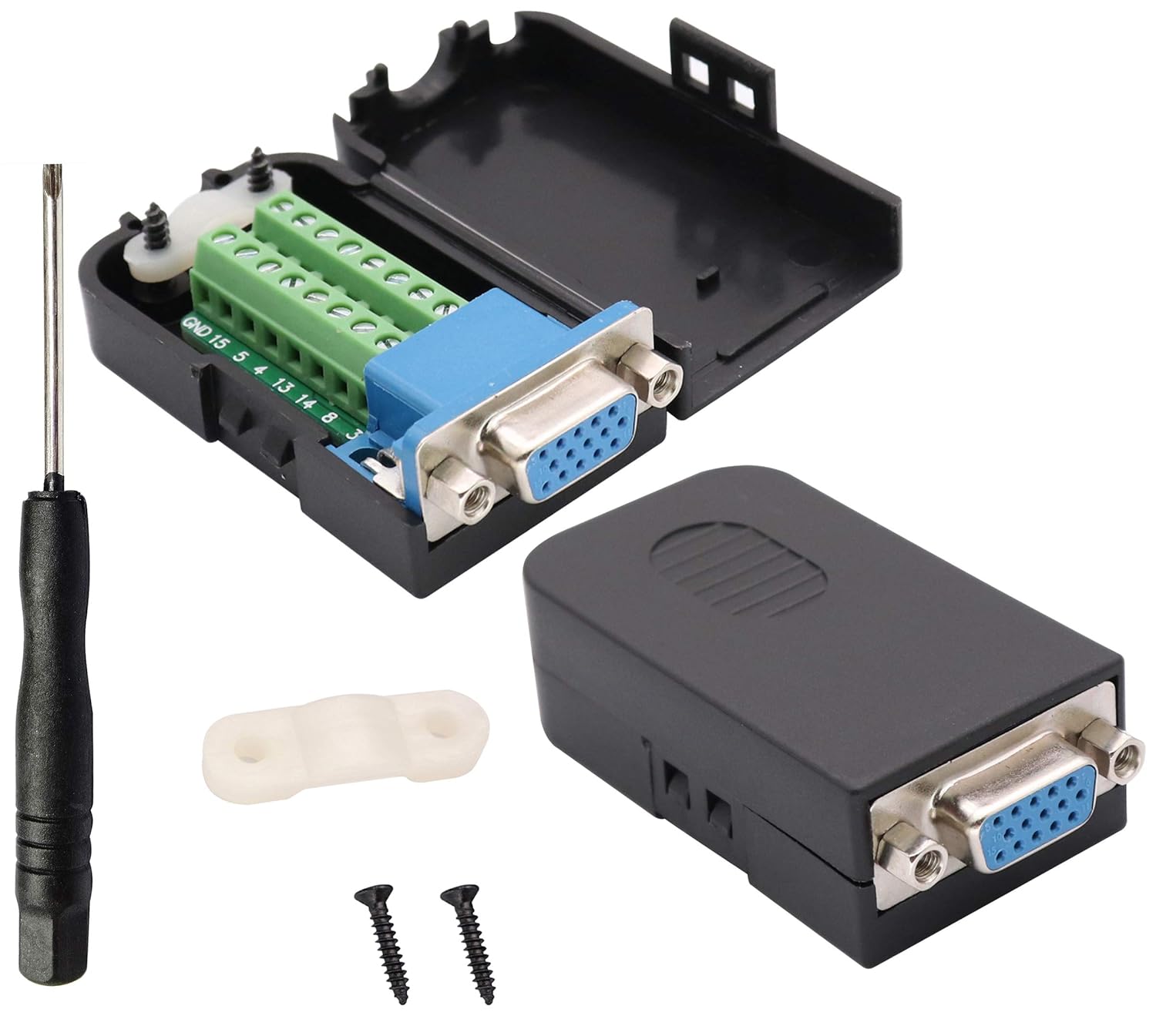AAOTOKK VGA Screw Terminal Block Adapter D-SUB 15 Pin 3 Row DB15 VGA ...