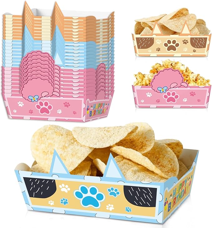 Amazon.com: 24pcs Blue Dog Theme Birthday Party Food Trays Kids ...