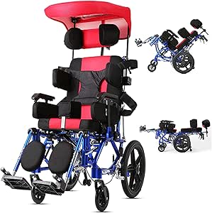 Amazon.com: Silla de ruedas Fully Lying Wheelchair for Stroke Hemiplegia Disabled Cerebral Palsy ...