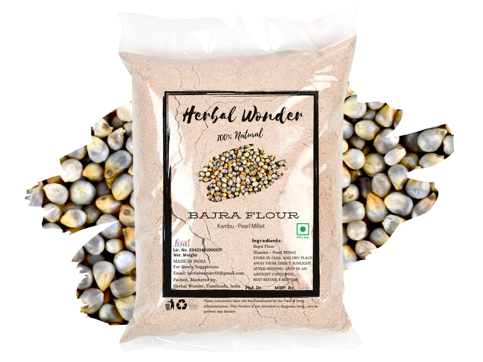 Buy al Wonder Bajra Atta, Pearl Millet Flour, Kambu Maavu, Non-GMO ...