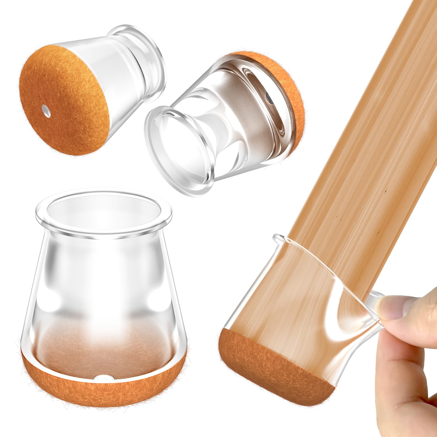 Septeamay Chair Leg Floor Protectors, 32 Pcs Small Transparent Round ...