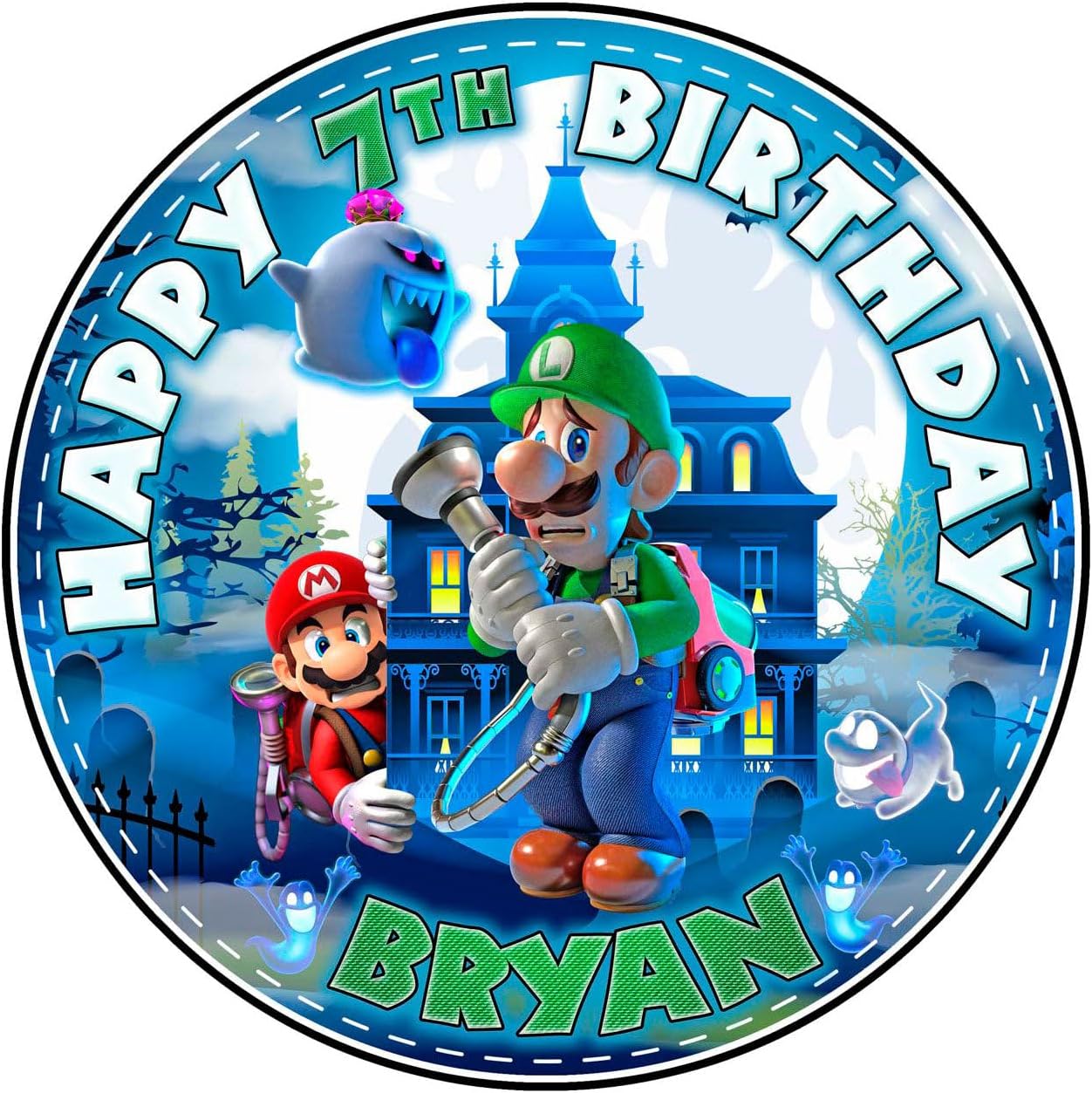 Amazon.com: Cakecery Luigis Mansion Edible Cake Topper Sheet Image ...