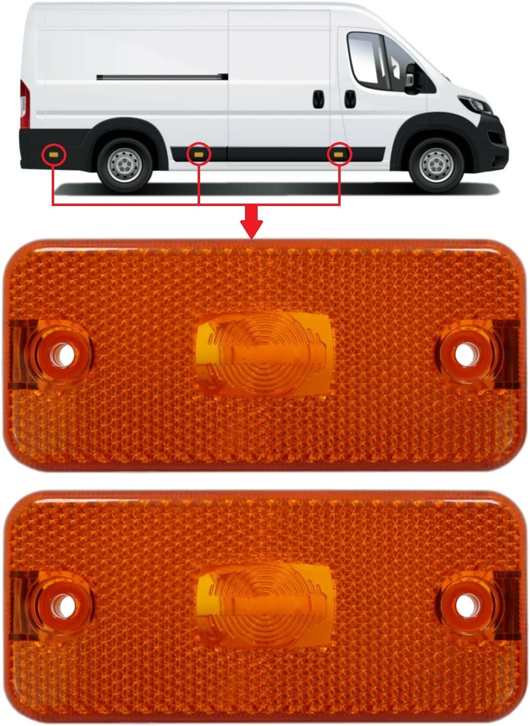 BIAREN 2x Side Marker Indicator Lamp Light Lens Amber For Peugeot Boxer ...