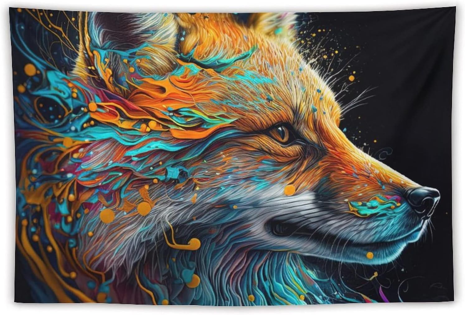 DELIBEST Modern Style Tapestry, Fox Wall Hanging Tapestries, Trippy ...