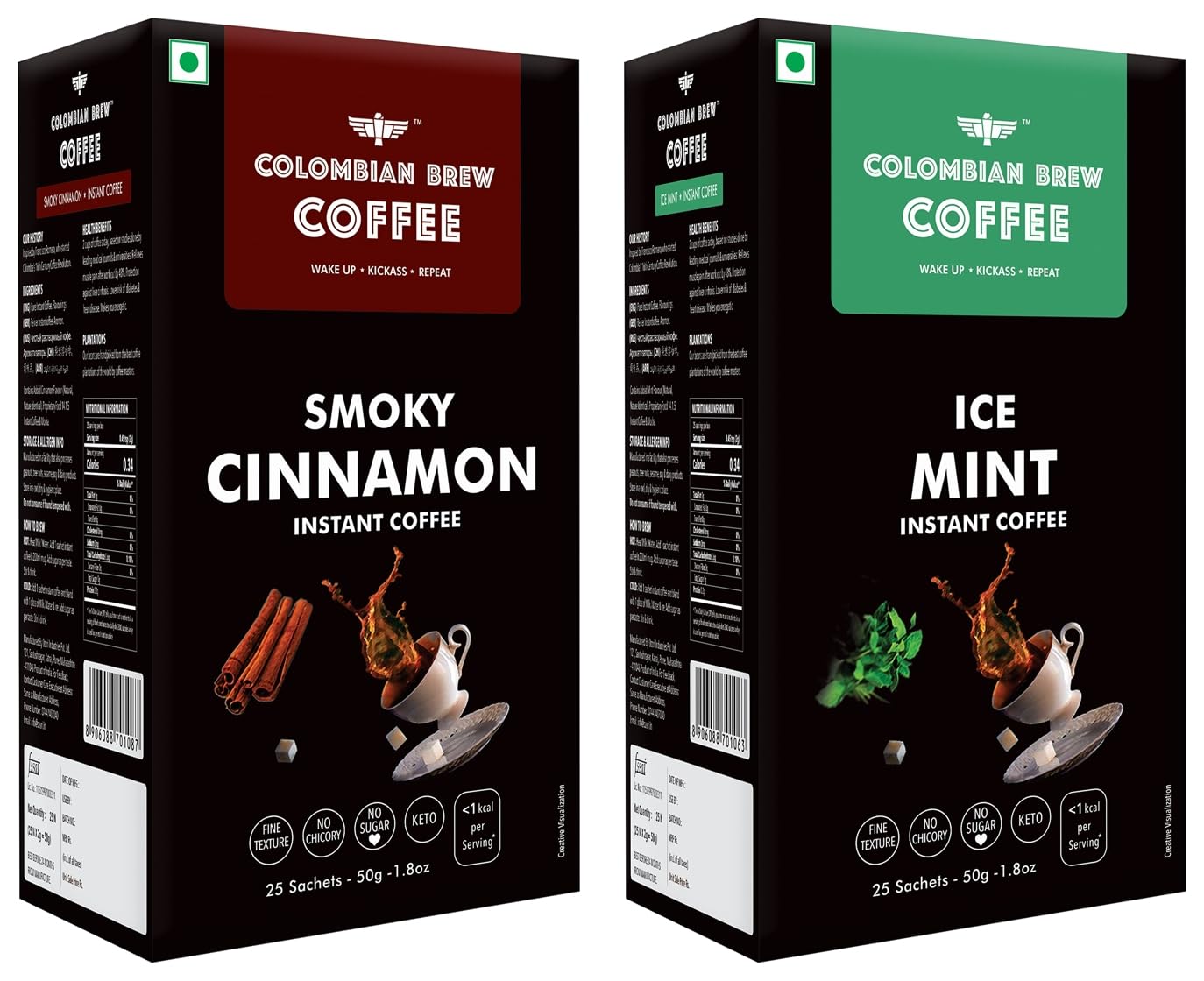 Colombian Brew Smoky Cinnamon Instant Coffee Powder, No Sugar Vegan ...