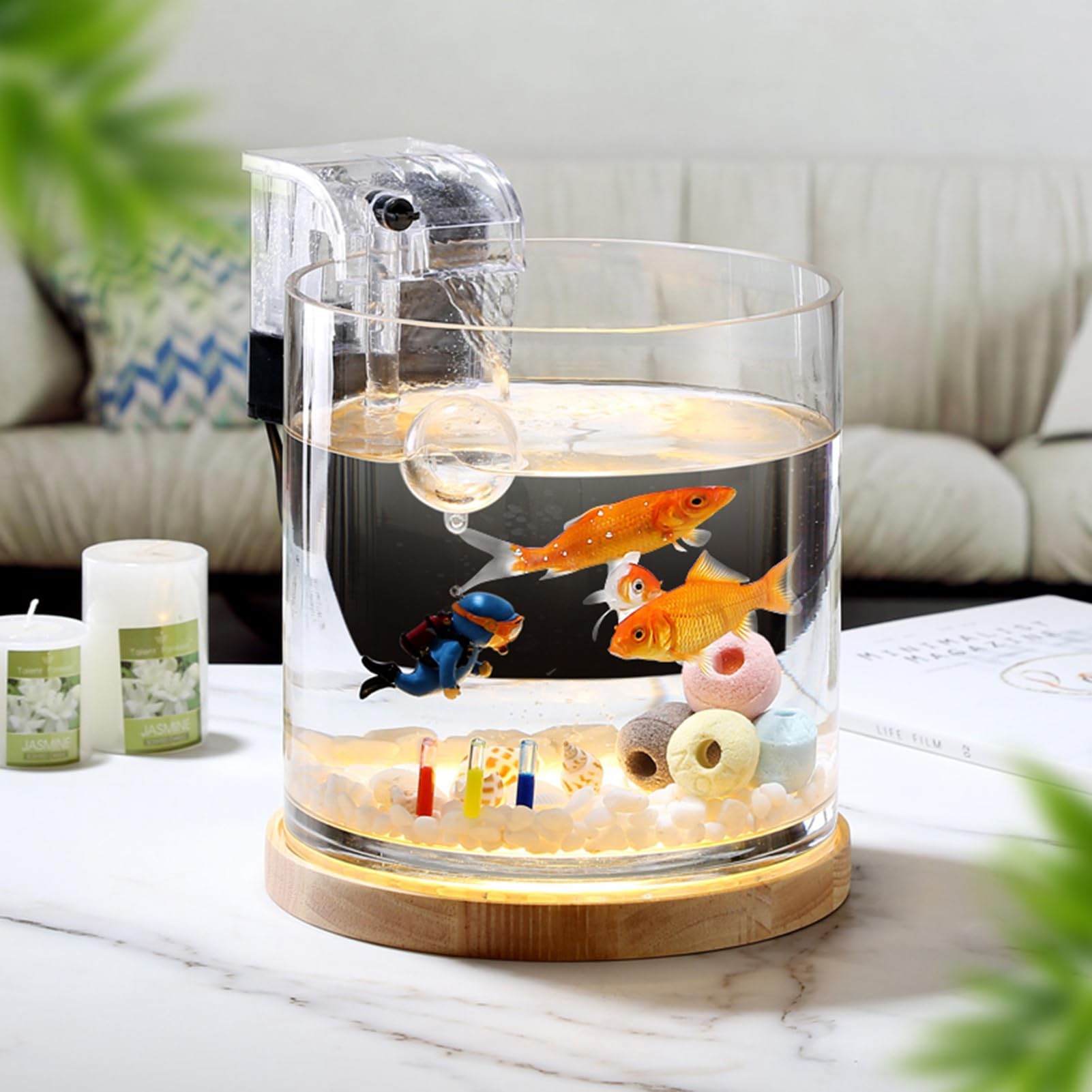 Amazon.com : Elive Betta Fish Bowl / Betta Fish Tank with Planter ...