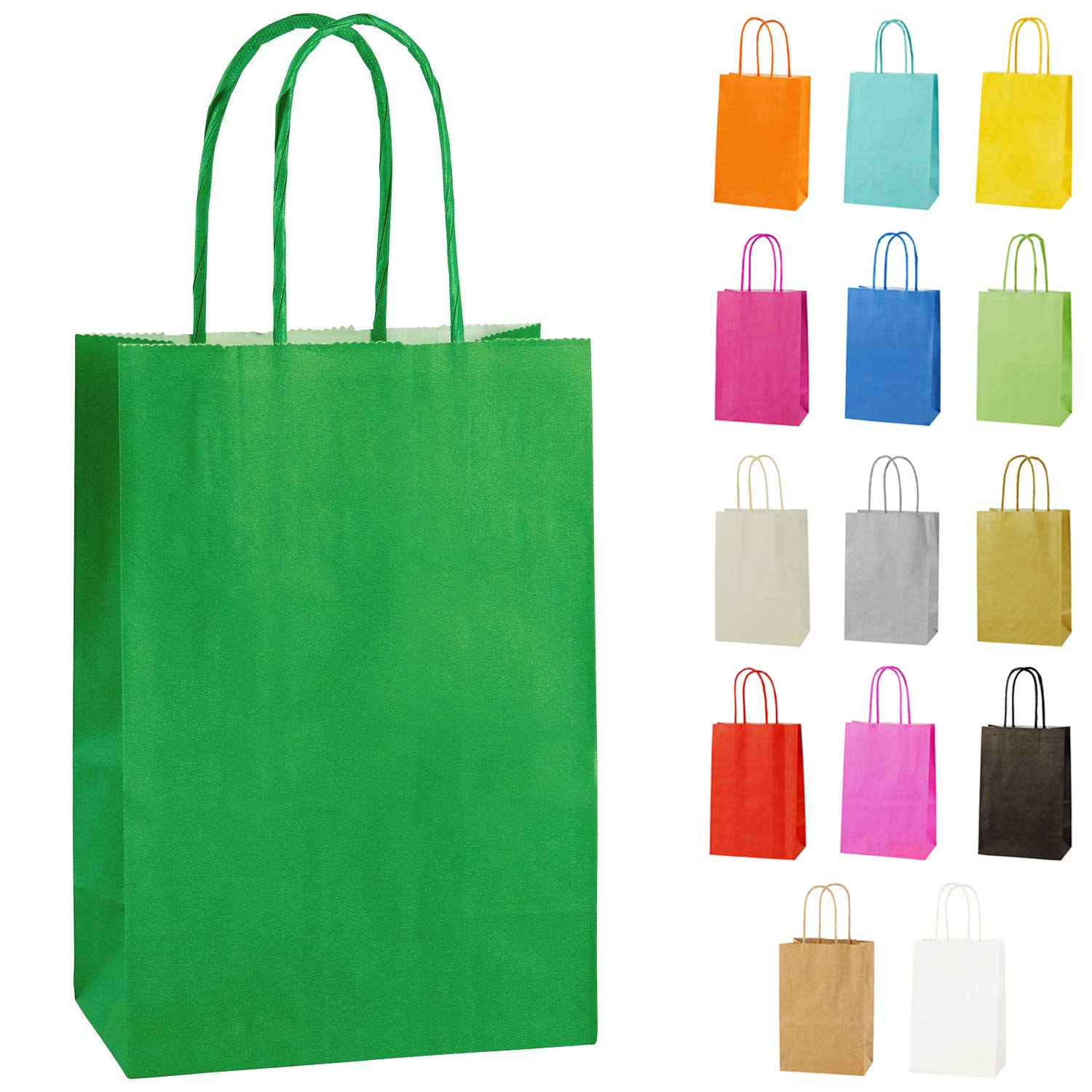 Thepaperbagstore 10 Green Paper Party Bags With Handles - Colourful ...