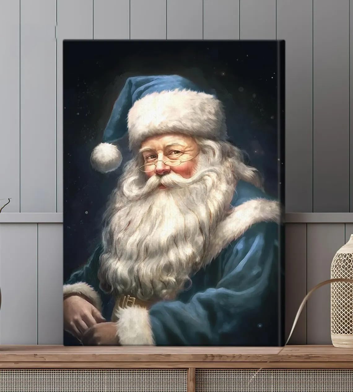 Amazon.com: NATVVA Blue Santa Portrait Vintage Christmas Posters Rustic ...