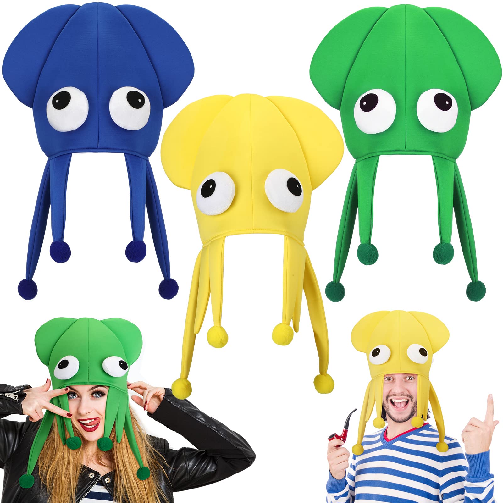 Amazon.com: Kasyat 3 Pcs Octopus Squid Hats Ocean Sea Animal Hats ...