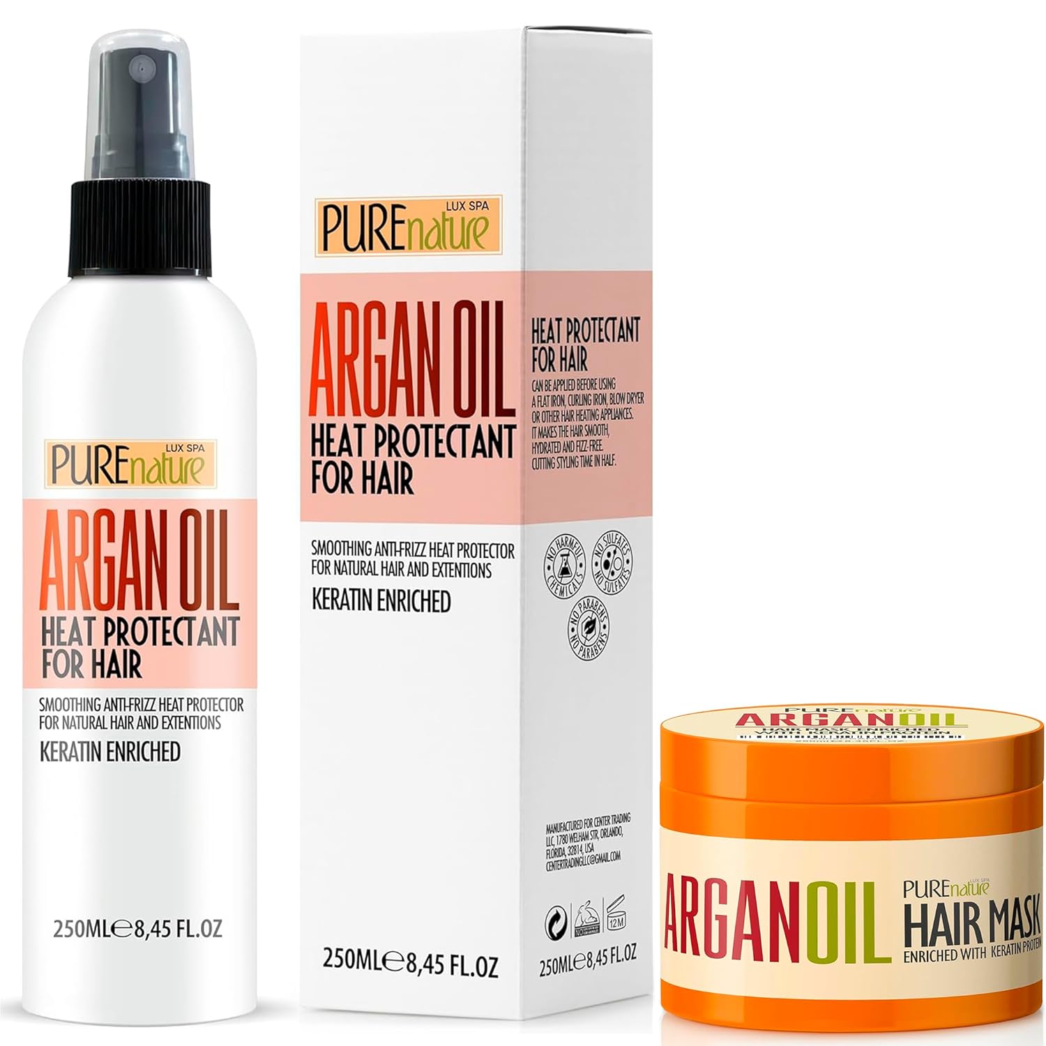 Amazon.com: PURE NATURE Moroccan Argan Oil Hair Mask and Heat ...