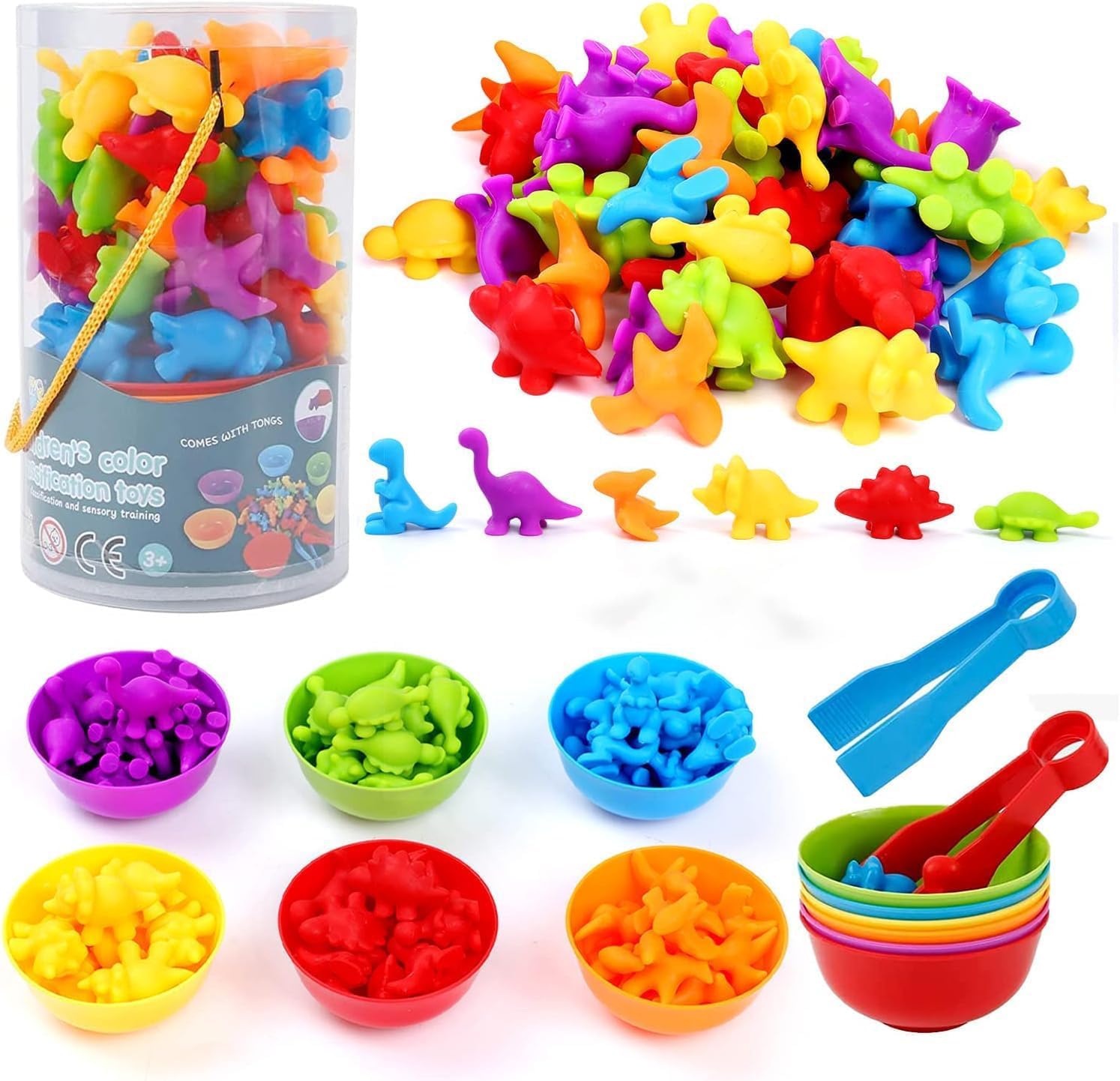 Counting Dinosaurs Matching Game with Sorting Cups, Sorting & Counting ...